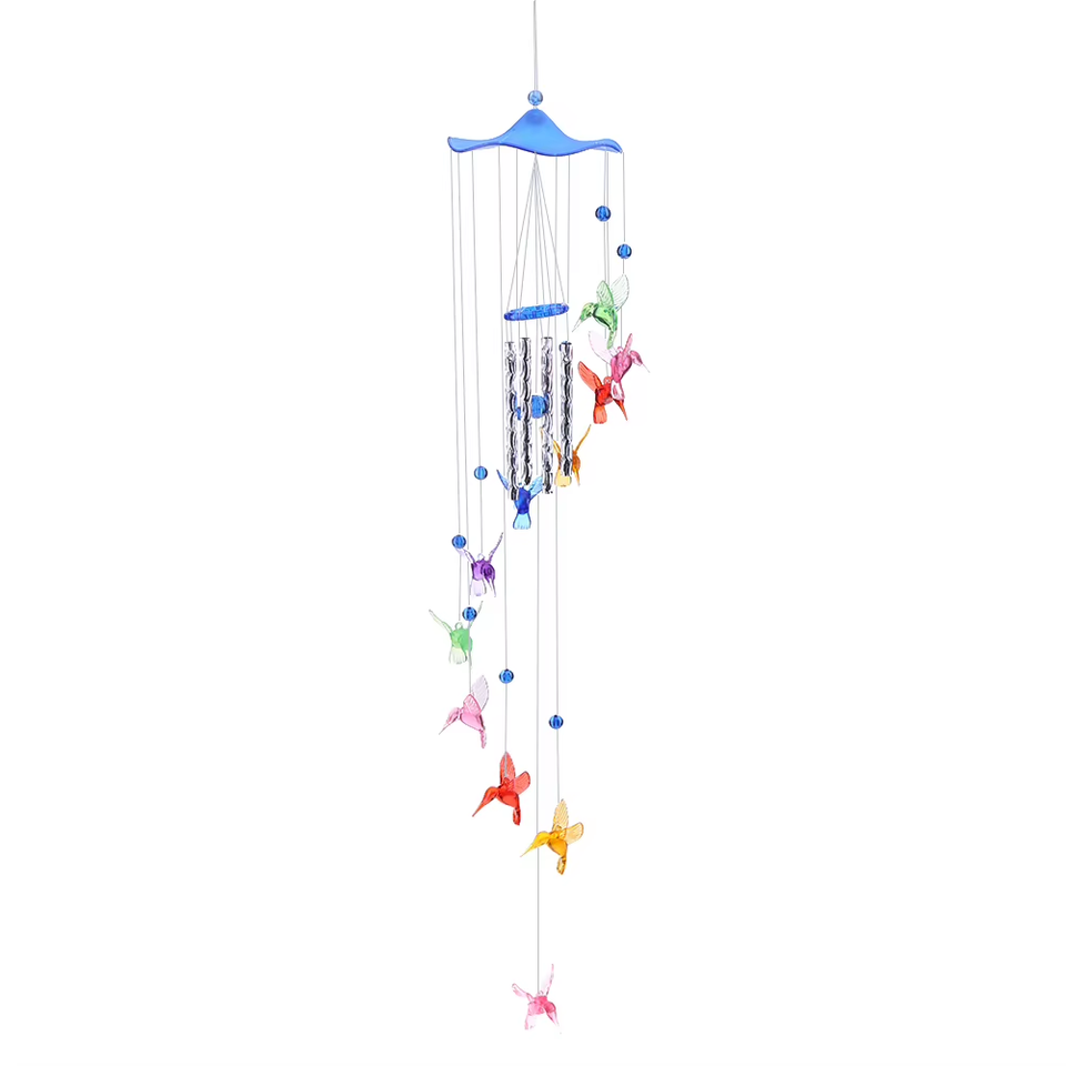 Hummingbird Garden Tubes Bell Handmade Wall Hanging Wind Chime Pendants ...