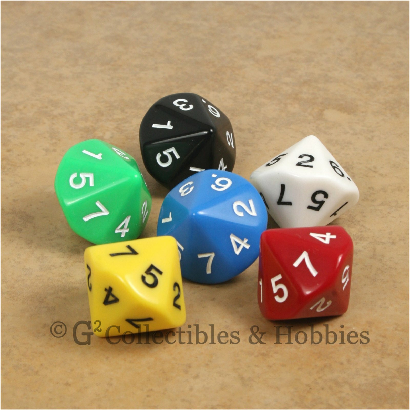 NEW 6 Large 20mm D7 14 Sided 1 to 7 Twice Game Dice Set - Six Colors D ...
