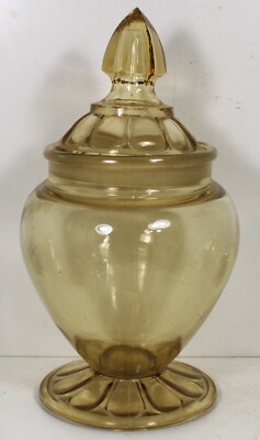 VINTAGE YELLOW AMBER TIFFIN Footed Drug Store Apothecary Glass Globe ...