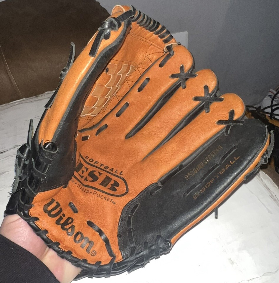 Wilson Softball Glove 13” A0350 ES13 Leather Mitt RHT Black/Brown | eBay
