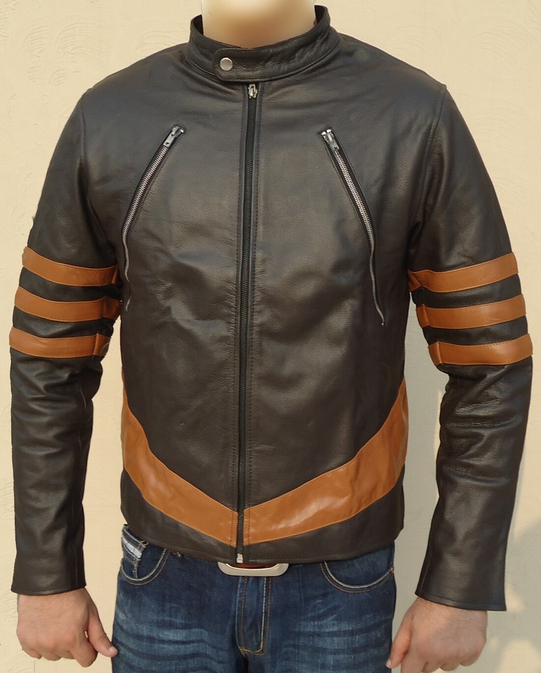 XMEN 1 Wolverine Brown Biker Leather Jacket All Sizes Halloween Logan ...