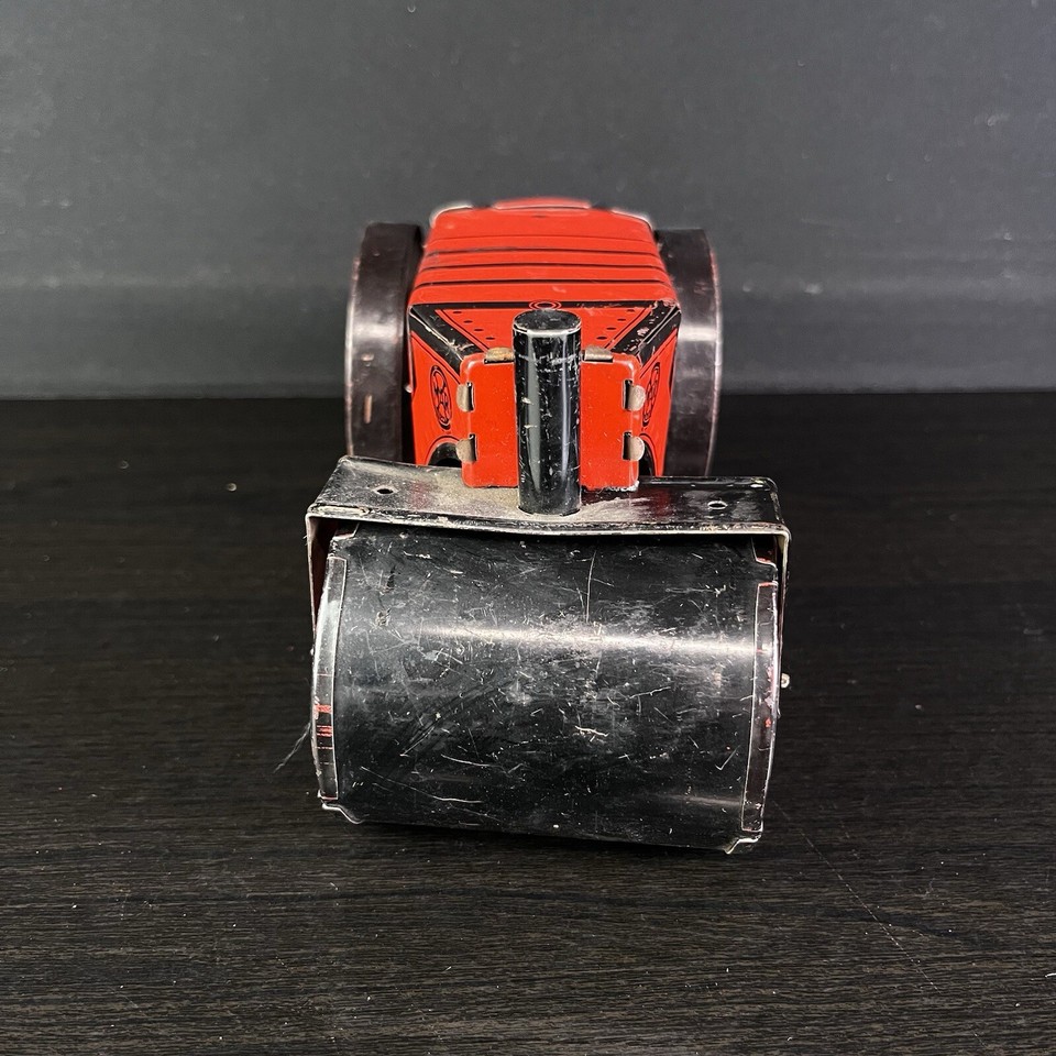 Vintage Marx 1930's Tin Litho Red & Black Windup Steam Roller | eBay