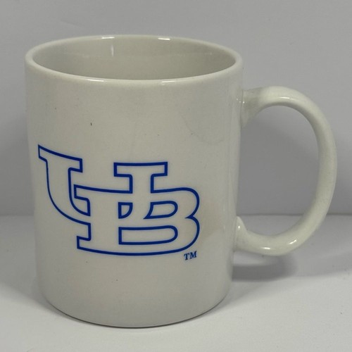 white University at Buffalo coffee mug with a blue interlocking UB logo ...