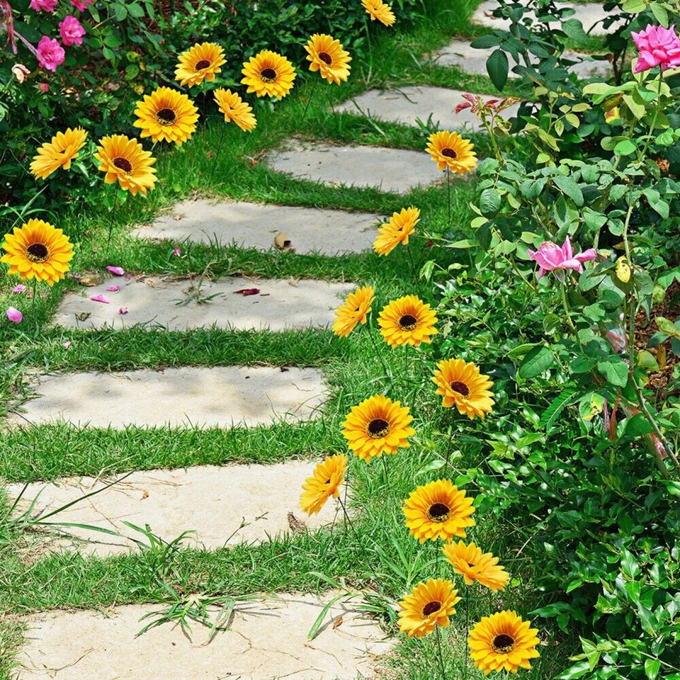 Eye Catching Sunflower Garden 5PCS Waterproof Yard Plant Picks for ...