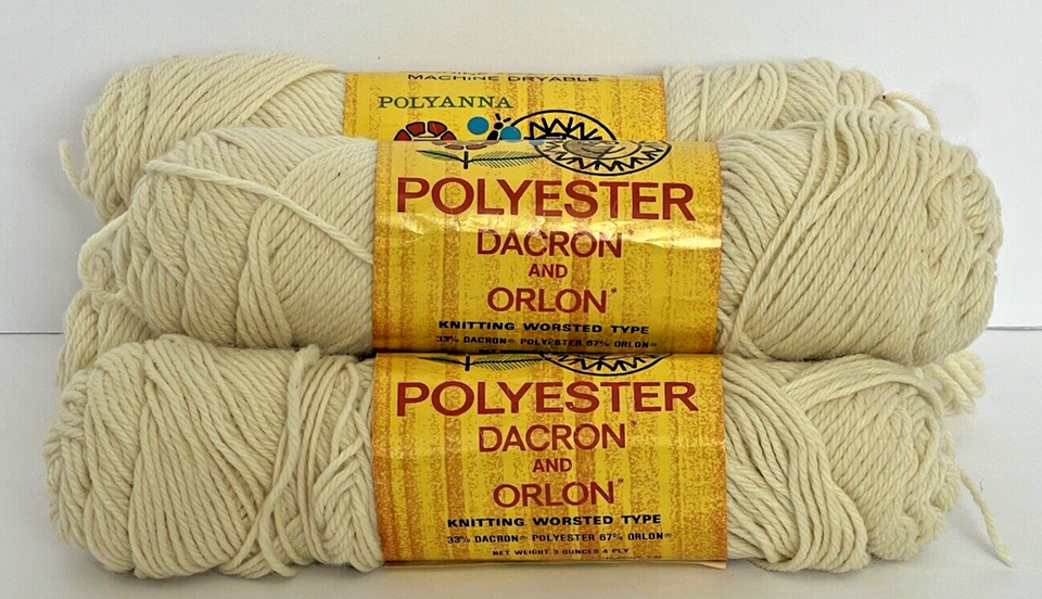 Caron Pollyanna Polyester Yarn 33% Dacron, 67% Orlon, 3oz, 4 Ply, Color ...