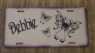 (NOT PERFECT) BUTTERFLY / NAME DEBBIE METAL AUTO TAG LICENSE PLATE - | eBay