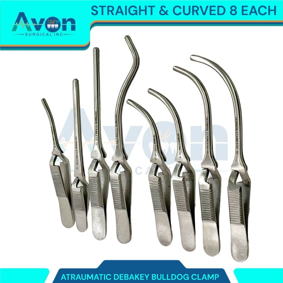 GERMAN 8 DEBAKEY BULLDOG CLAMP ATRAUMATIC FORCEPS CVD +STR SURGICAL ...