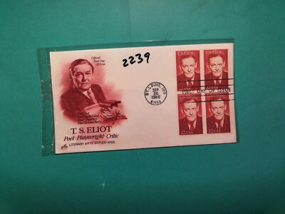 U. S.Stamp FDC- 2239 - T. S. Eliot - ArtCraft cachet- comb. shipping | eBay