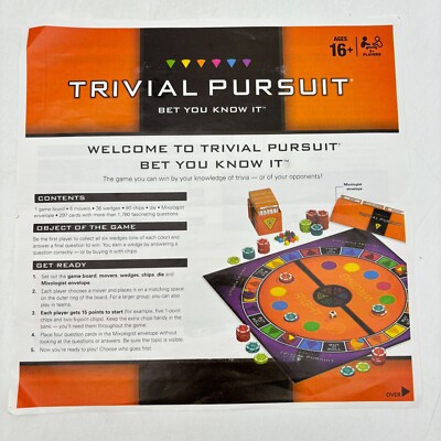 Trivial Pursuit Bet You Know It Instructions 2009 Replacement Pieces ...