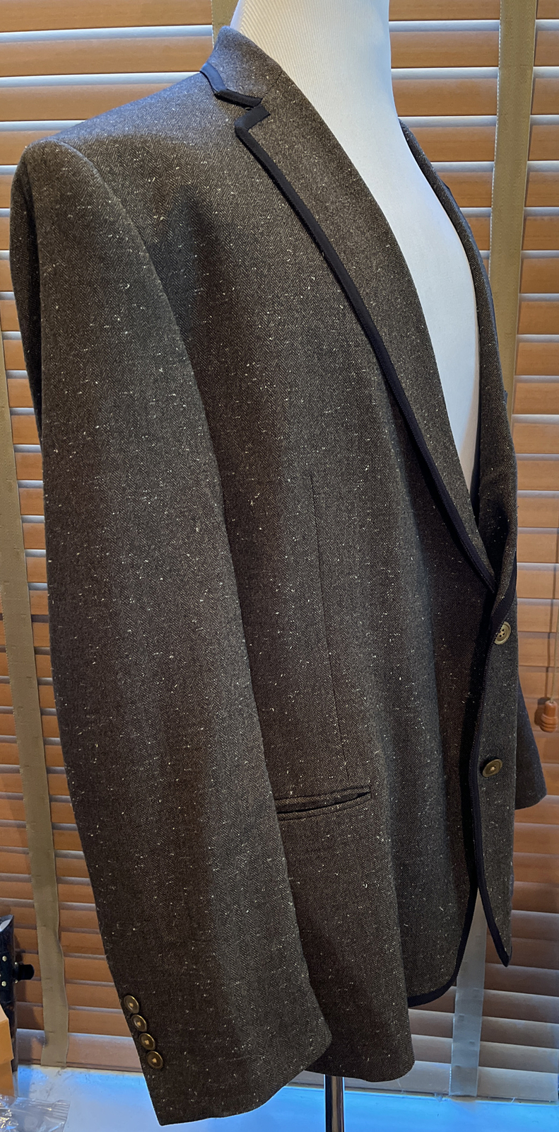 TALLIA Brown Herringbone Sport Coat Blazer Size 52R … - Gem