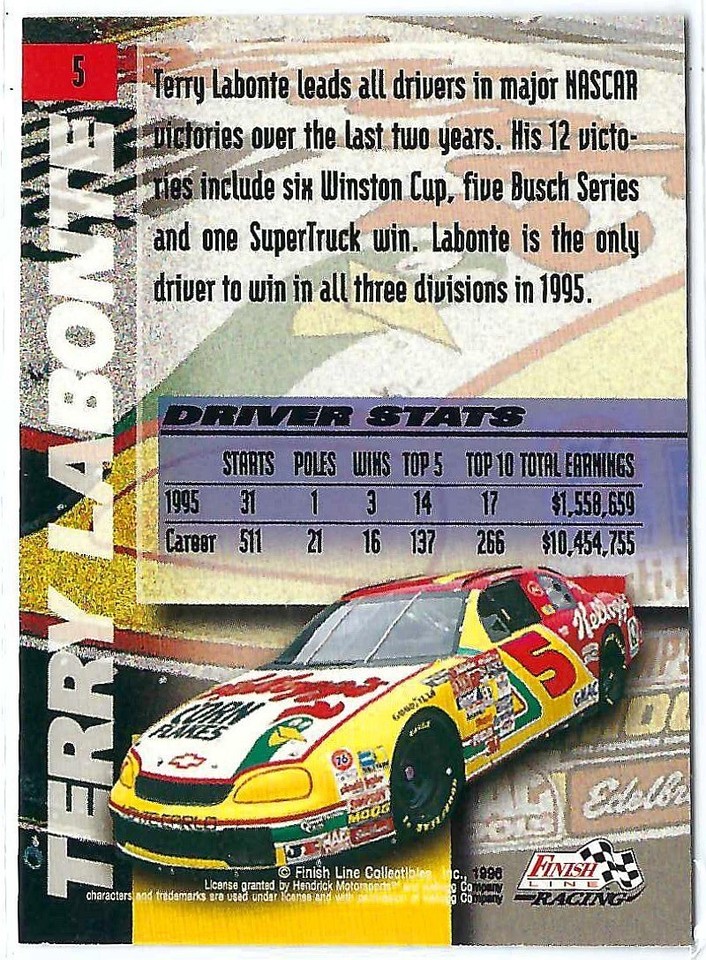 1996 Finish Line Racing '96 Silver Series Terry Labonte | eBay
