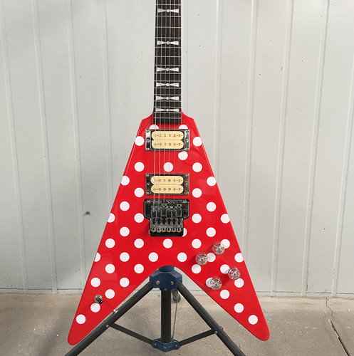 Flying V Electric Guitarred Red Randy Rhoads Polka Tremolo Bridge Fast ...