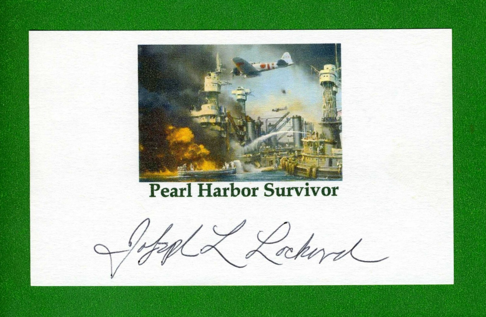 Joseph Lockard DEC. WWII Pearl Harbor Radio Operator Signed 3x5 Card ...