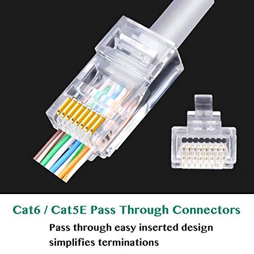 RJ45 CAT6 Pass Through Connectors 100 Pack - Easy and Fast Termination ...