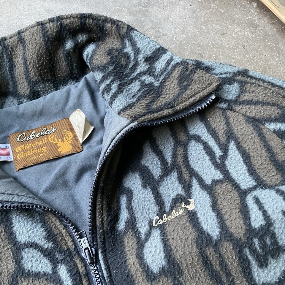VTG CABELAS Berber Fleece Windshear Full Zip Jacket Outfitter Camo ...