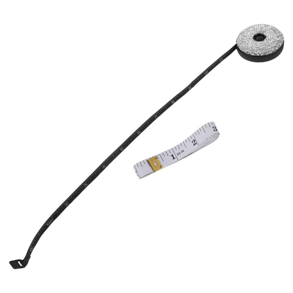 2PCS Rhinestone Tape Measure Retractable Measuring for Body Fabric ...