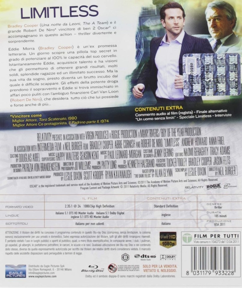 Limitless (+gadget) (Blu-ray) Bradley Cooper Robert De Niro (UK IMPORT) | eBay