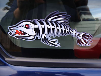 2 - 3" x 7" Fish Skeleton Decals Sticker Boat Musky Pike Ice Fishing ...