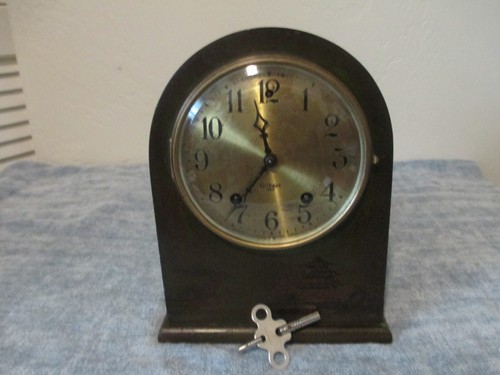 GILBERT HAND PAINTED BROWN/GREEN 1807 MANTEL SHELF CLOCK | eBay