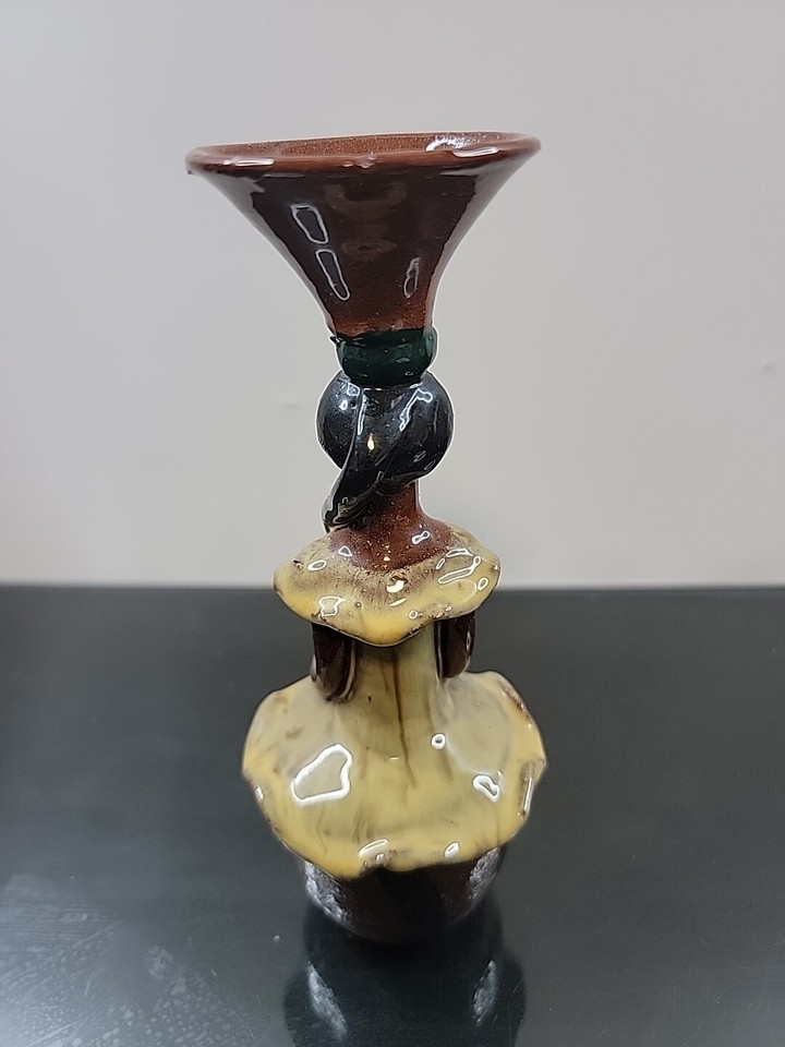 Clay Faceless Doll Artesania Yellow Glazed Ruffled Dress Woman Figurine ...