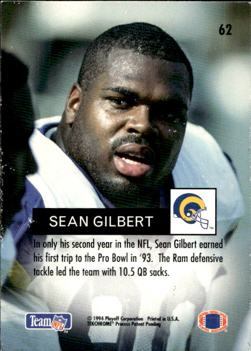 1994 Playoff Tekchrome Sean Gilbert 62 Rams | eBay