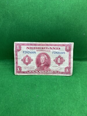 NETHERLANDS 1 Gulden 1943 Dutch Muntbiljet Currency Money Banknote Unc ...