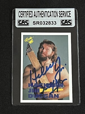 “HACKSAW” JIM DUGGAN 1990 CLASSIC WWF SIGNED AUTOGRAPHED CARD CAS ...