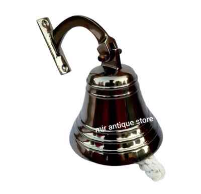 5'' Nautical Ship Bell Wall Bell Door Bell Rope Lanyard Pull Maritime ...