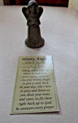 3" resin worry angel with prayer card | eBay