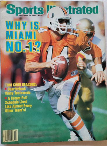 1986 VINNY TESTAVERDE MIAMI U #1 CLEVELAND BROWNS Sports Illustrated NO ...
