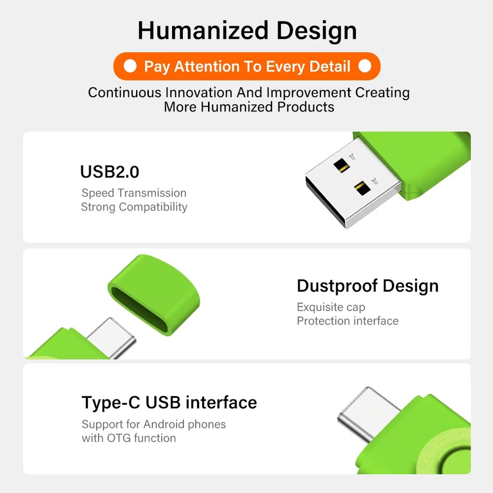 USB Type C Flash Drive Stick 128GB 256GB USB-C 2.0 Dual OTG Thumb ...
