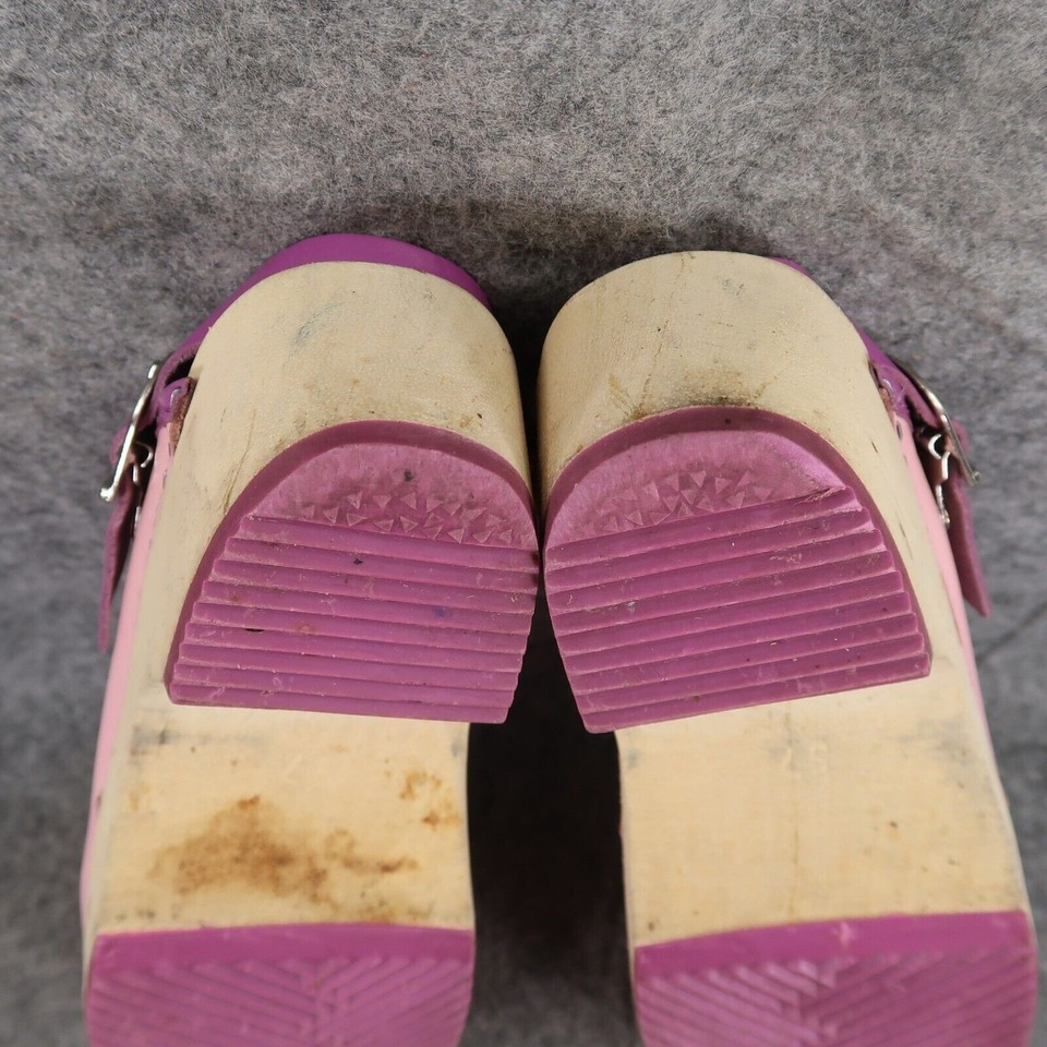 Hanna Andersson Shoes Girls 5 Clogs Swedish Purple Flower Leather Slingback Wood | eBay