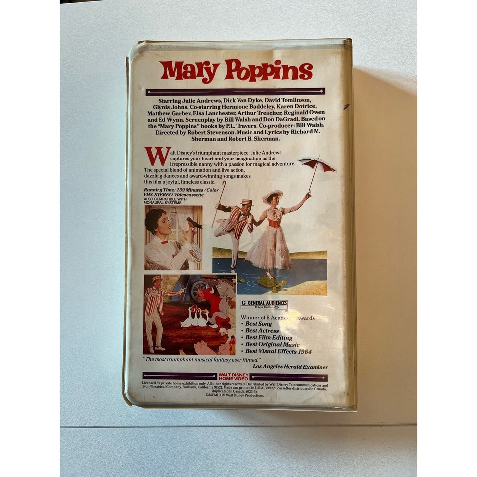 VINTAGE 1964 RARE Walt Disney Home Video Mary Poppins VHS Clamshell Case | eBay
