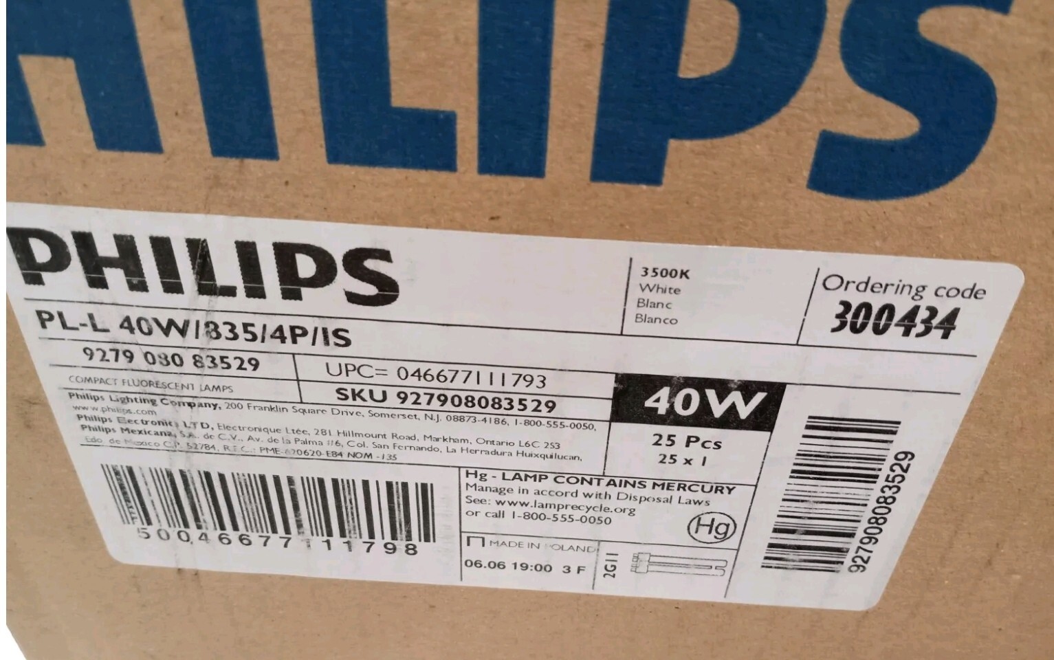 (25) Philips PL-L 40W/835/4P/IS 40 Watt 4 Pin Fluorescent Duo-Tube ...
