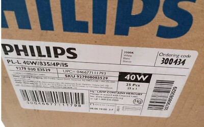 (25) Philips PL-L 40W/835/4P/IS 40 Watt 4 Pin Fluorescent Duo-Tube ...