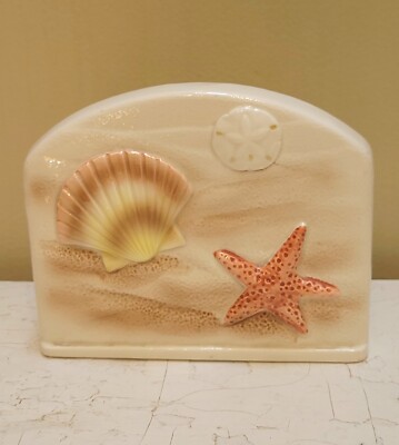 Vtg Seashell Otagiri Desk Notepad Paper And Pen Holder, Ocean Sea Decor ...
