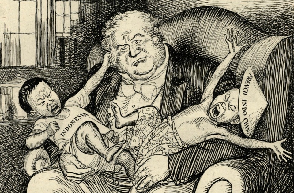 RARE Post-War 2 British Cartoon - French INDOCHINA [Vietnam] & Dutch ...