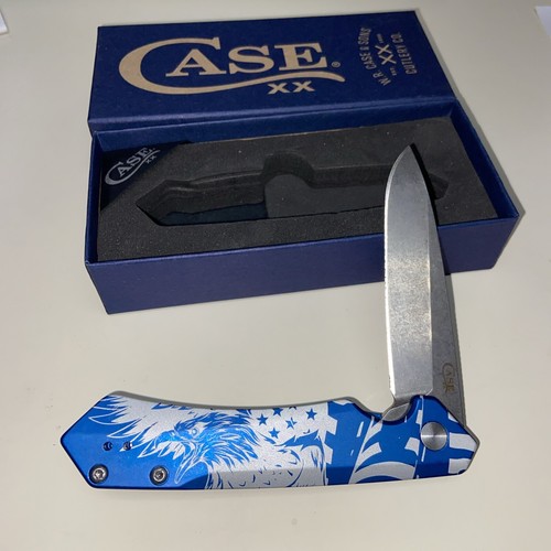 CASE XX #10780 BLUE ANODIZED ALUMINIUM KINZUE BLUE EAGLE AND FLAG | eBay