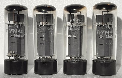Quad 4 Mullard EL34 xf2 "OO" Getter Tubes Labeled Dynaco Tested On B&K ...