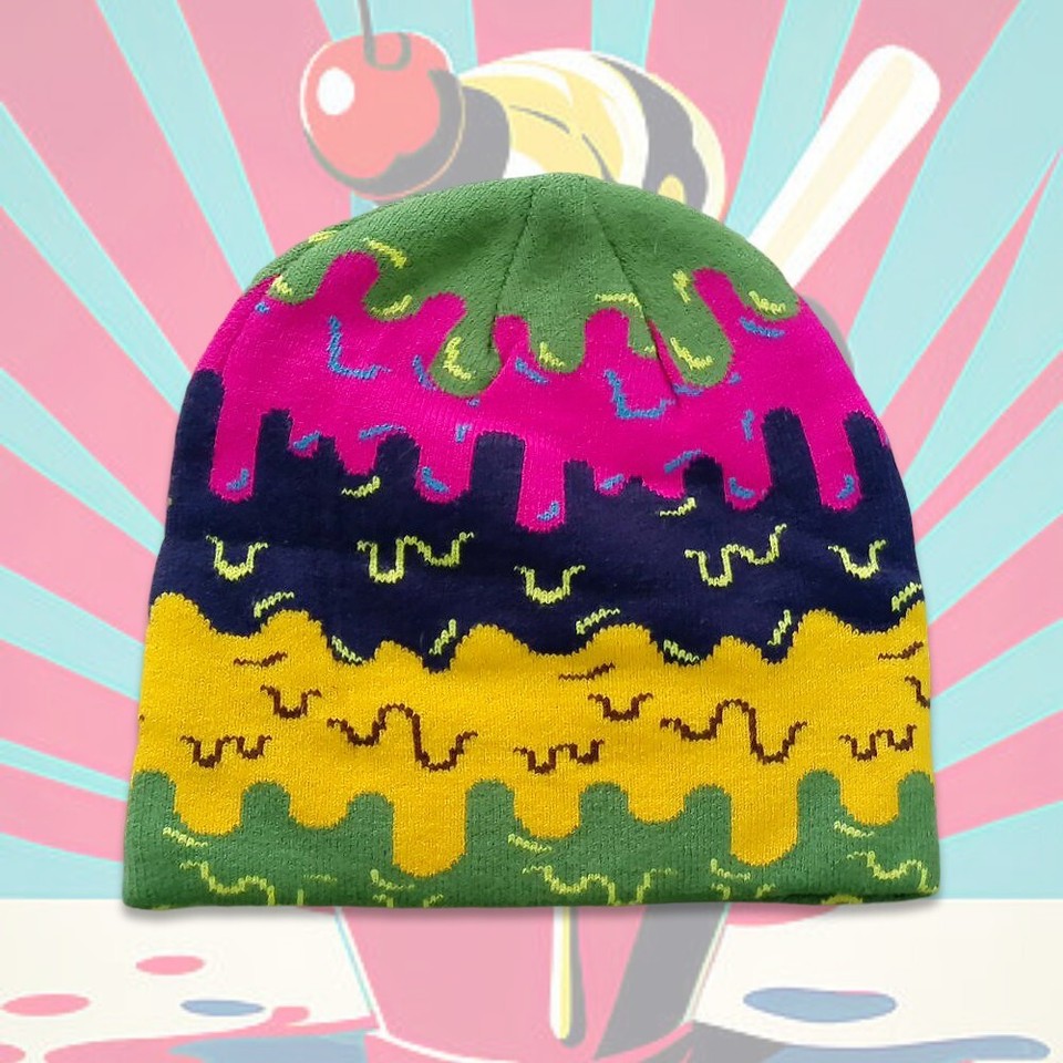 New Melting Colors Trippy Graphic Unisex Adult Skull Cap Y2K Knit ...