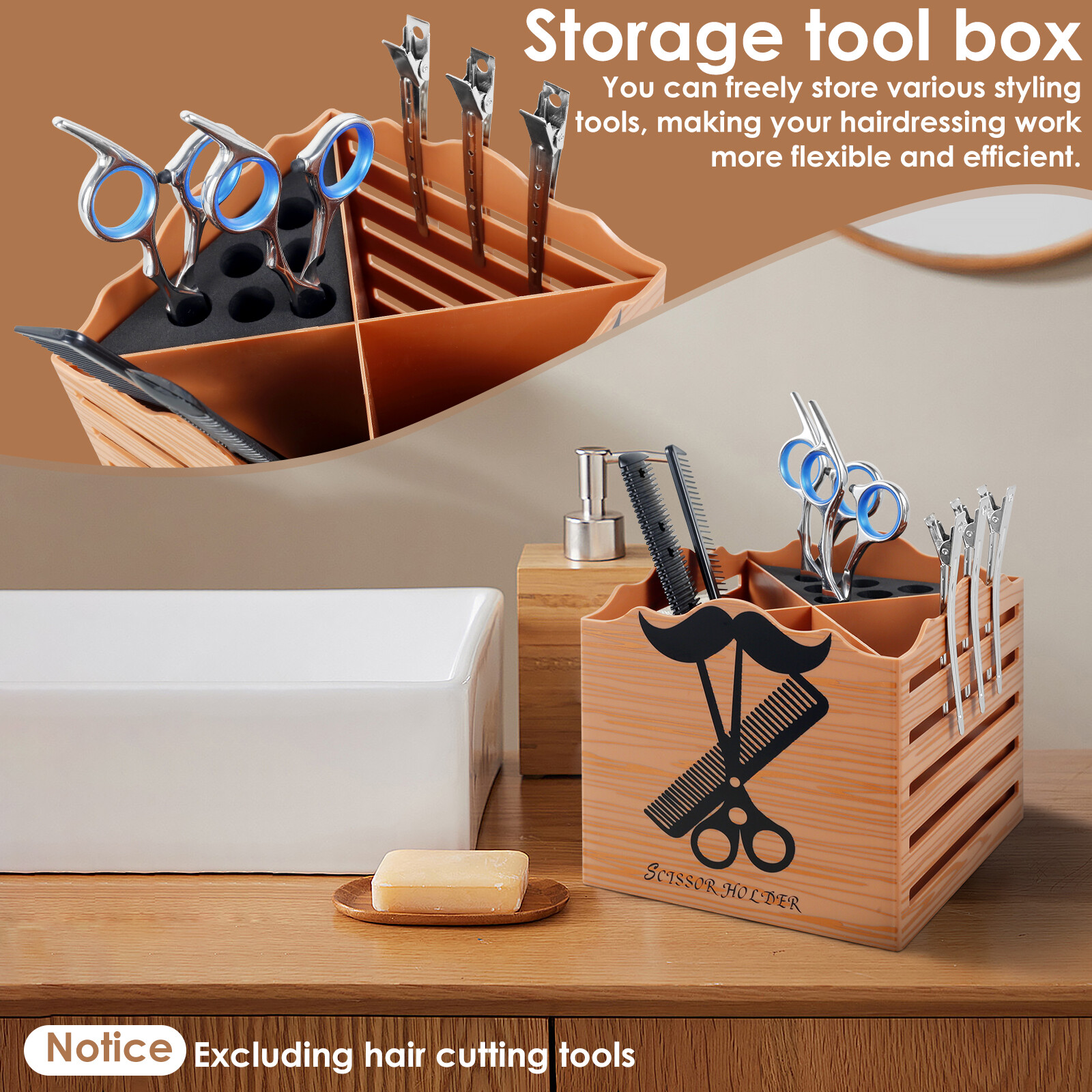 Salon Shear Holder with 4 Compartments Compact Hair Cutting Scissors🐕 ...