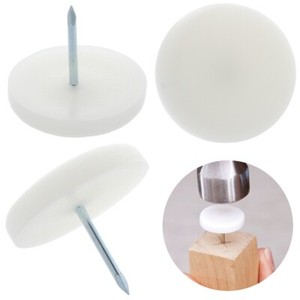 WHITE FURNITURE GLIDES 28mm Chair Bed Sofa Couch Leg Feet Nylon Nail 4 ...