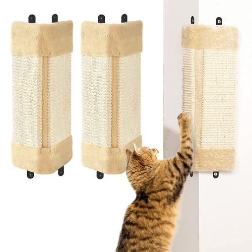 3 Pack Cat Wall Corner Scratcher for Indoor Cats Walls Mounted Sisal ...