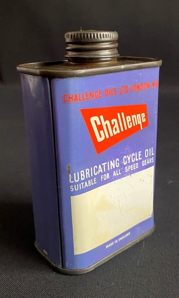 CHALLENGE VINTAGE CYCLE OIL TIN CAN BICYCLE GEAR LUBRICATING OILER ...