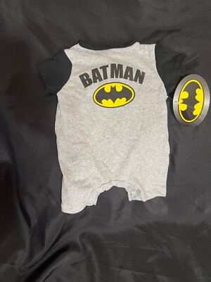 NWT•DC/WB/BATMAN•LOGO•Gray•1Piece Short Sleeve Romper•3-6/6-9M | eBay