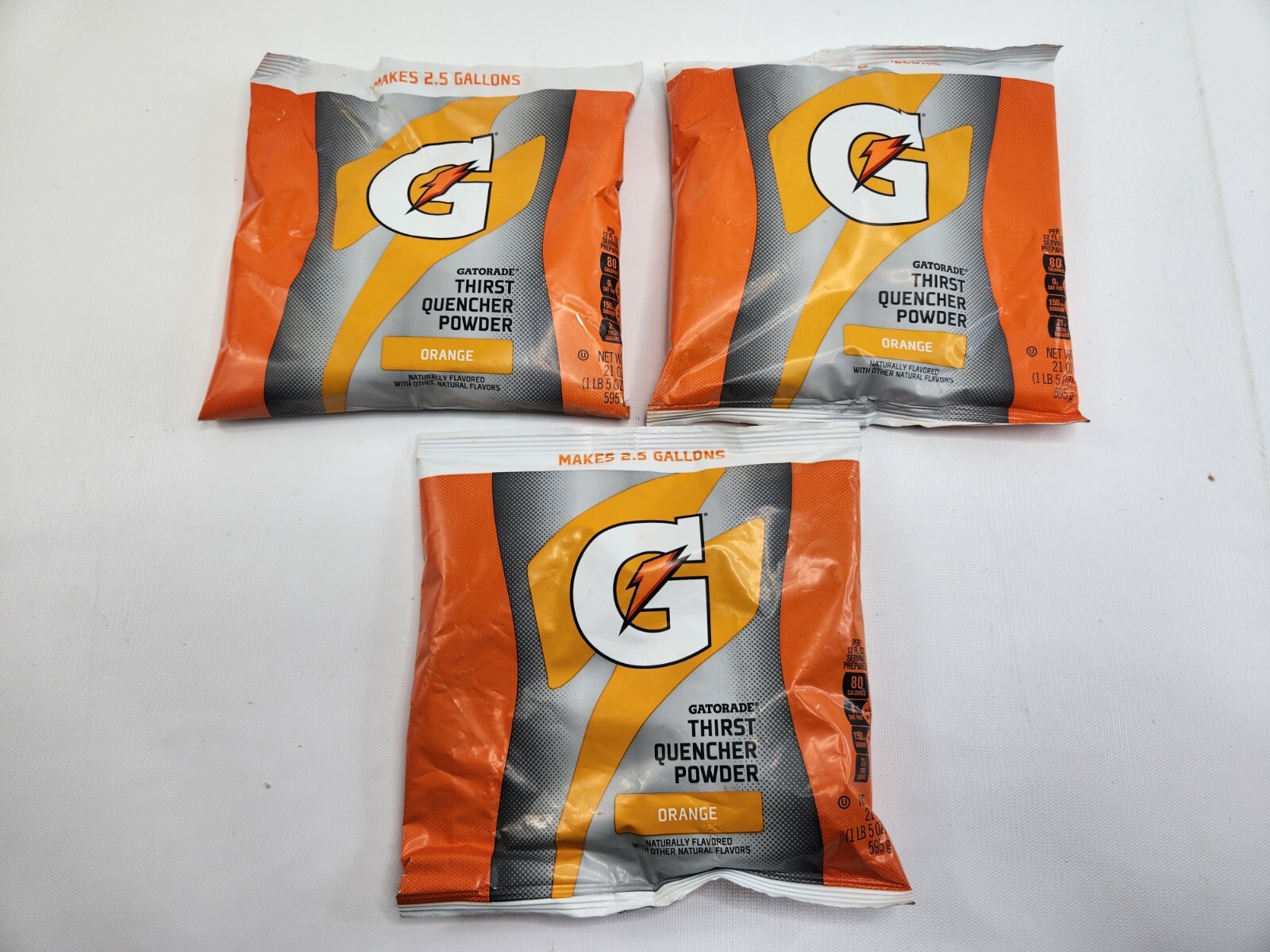 (3) Gatorade Powder Bag's Orange 21oz Each 3lb15oz total Each bag makes ...