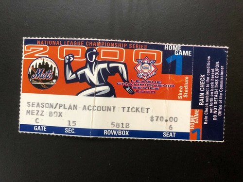 2000 NEW YORK METS USED BASEBALL RAIN CHECK TICKET-STUB. Home Game 1 ...