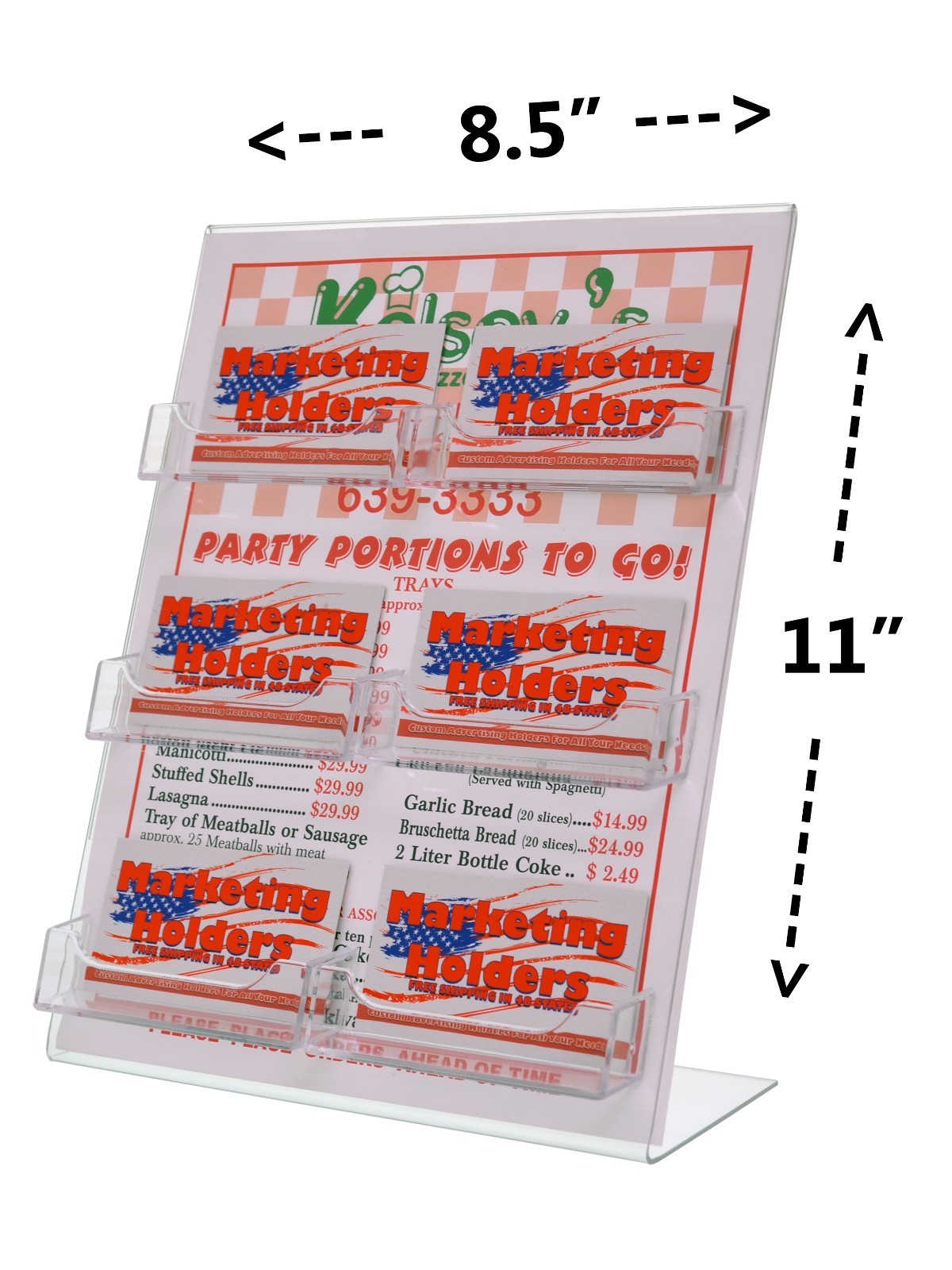 8.5" x 11" Table Tent Counter Top with 6 Business Card Holders Qty 12 ...