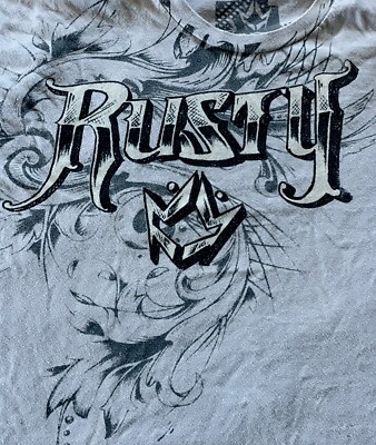 Vintage 90s Rusty Surf Tube-Riding Rip-Waves Shirt XL Grey With Logo | eBay