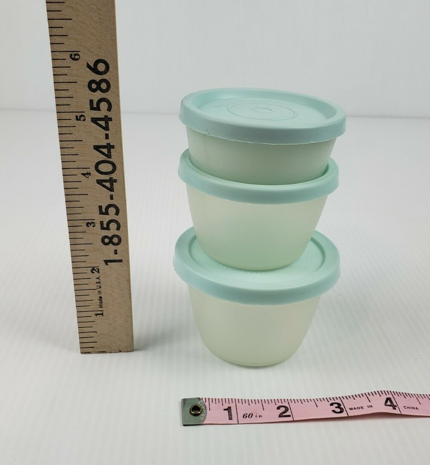 Tupperware Snack Cup Set of 3 Sizes Sheer Cups Aqua Mint Lids 1642 1505 ...